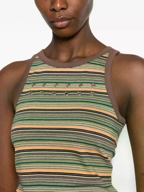 Marni Eyelet-embellished Striped Tank Top