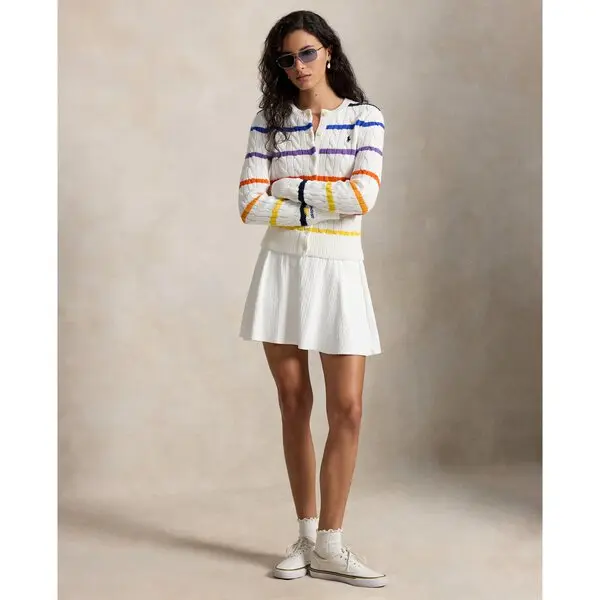 Ralph Lauren Us Open Striped Cable Cotton Cardigan