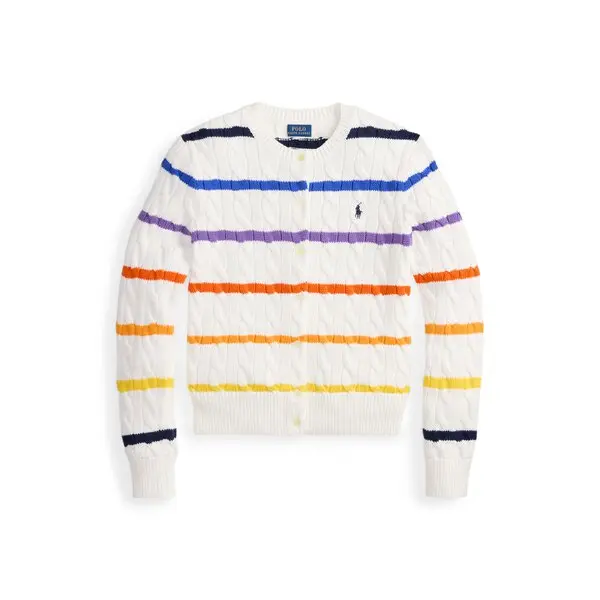 Ralph Lauren Us Open Striped Cable Cotton Cardigan