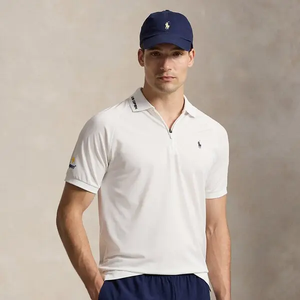 Ralph Lauren Us Open Performance Zip Polo Shirt - Ceramic White