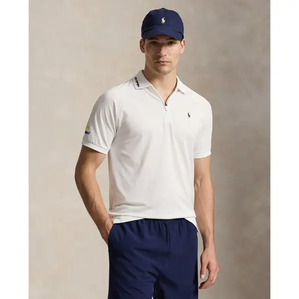 Ralph Lauren Us Open Performance Zip Polo Shirt - Ceramic White