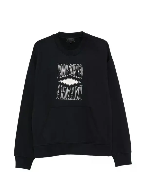 Emporio Armani Logo Embroidered Zip Slit Sweater