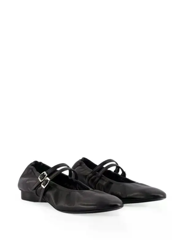 CAREL Tatiana Ballet Flats With Buckle Straps - Black