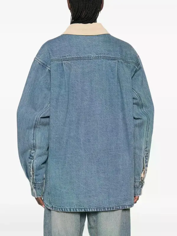 SYSTEM Corduroy Collar Chest Pocket Denim Jacket