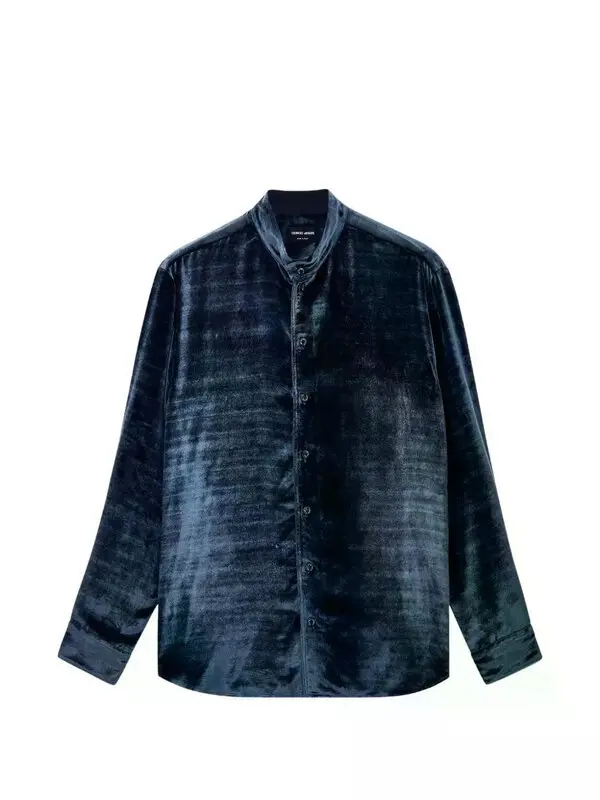 Giorgio Armani Velvet Mandarin-collar Shirt - Blue