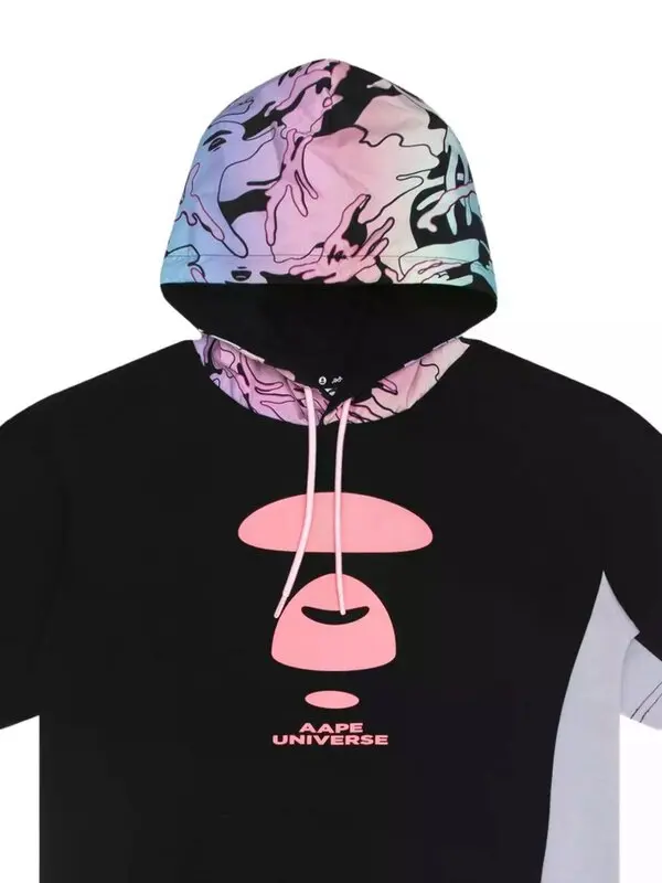 AAPE BY *A BATHING APE Logo-print Panelled Hooded T-shirt