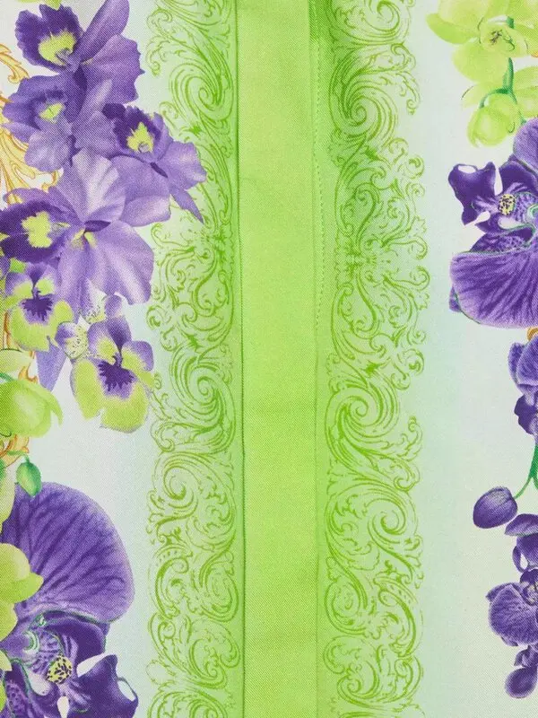 Versace Orchid Barocco Print Silk Shirt