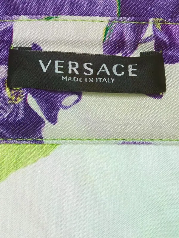 Versace Orchid Barocco Print Silk Shirt
