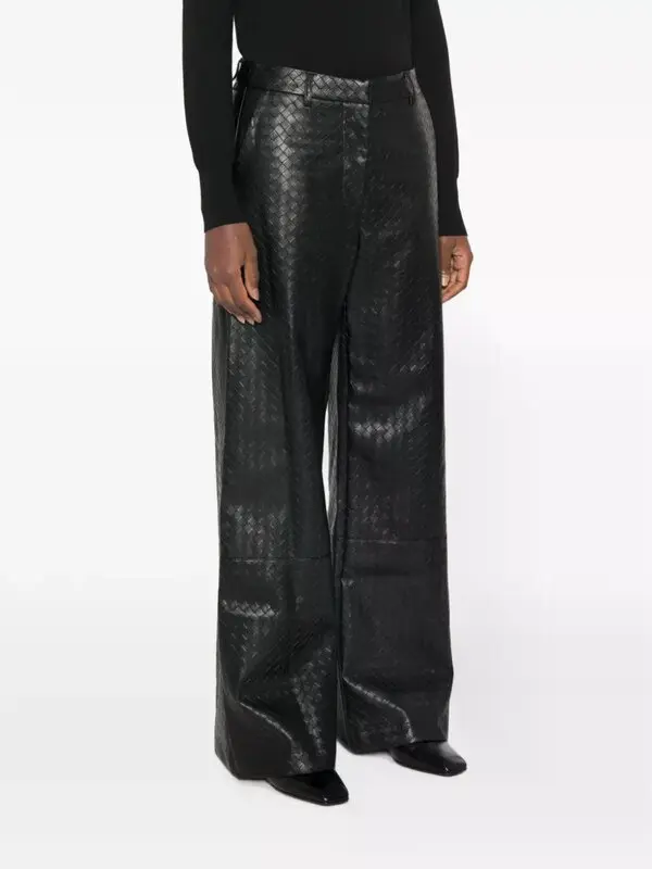 Imperial Basket-weave Wide-leg Trousers