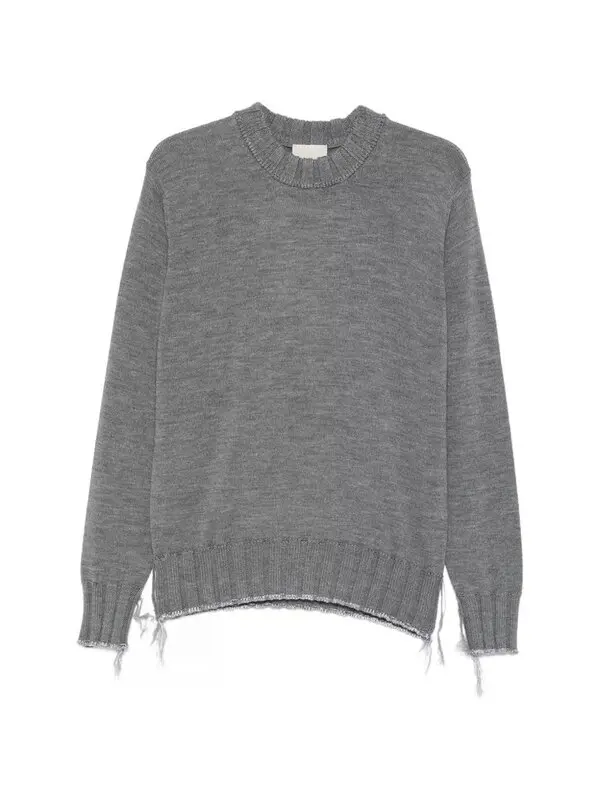 THE AMHANTE Distressed-effect Ribbed-trim Sweater