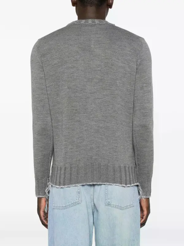 THE AMHANTE Distressed-effect Ribbed-trim Sweater