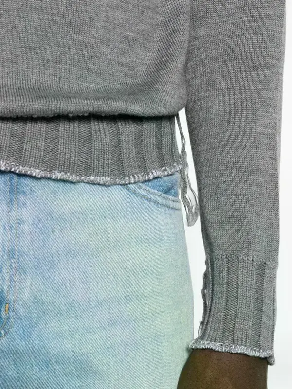 THE AMHANTE Distressed-effect Ribbed-trim Sweater