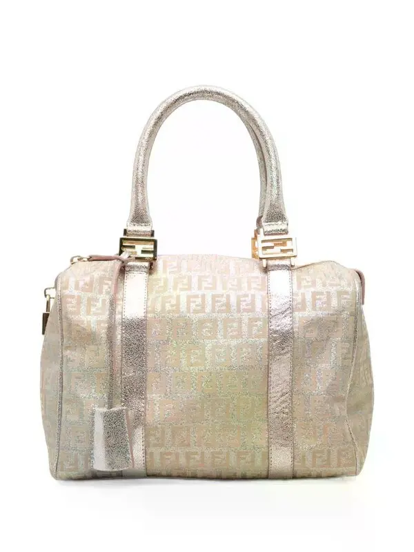 Fendi Small Metallic Canvas Bauletto Boston Bag - Pink