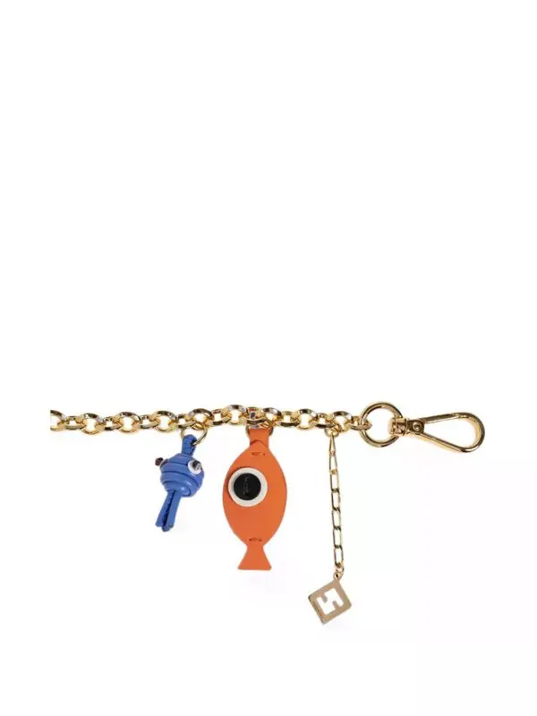 Fendi Chain Fish Charm With Leather Accents