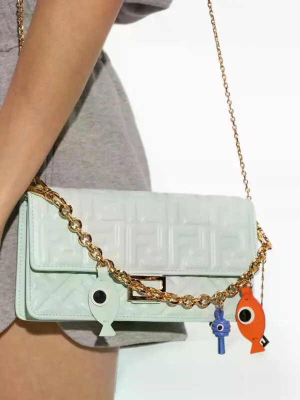 Fendi Chain Fish Charm With Leather Accents