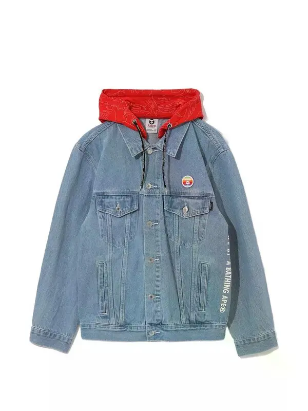 AAPE BY *A BATHING APE Logo Embroidered Hooded Denim Jacket
