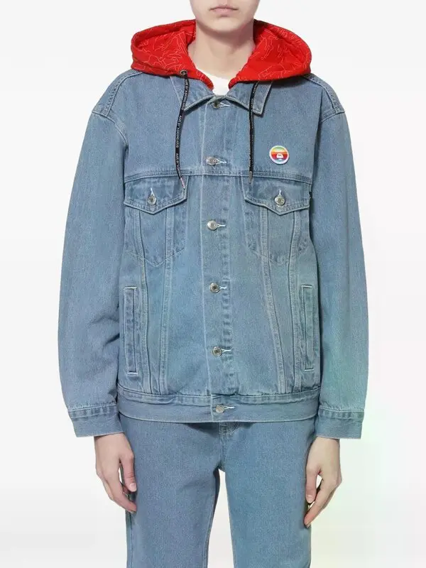 AAPE BY *A BATHING APE Logo Embroidered Hooded Denim Jacket