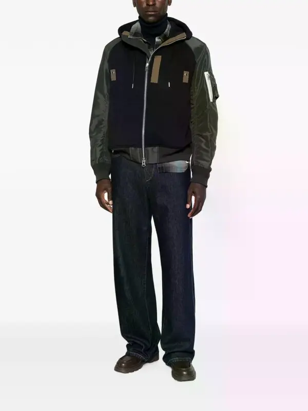 Sacai Panelled Zip-fastening Hooded Jacket