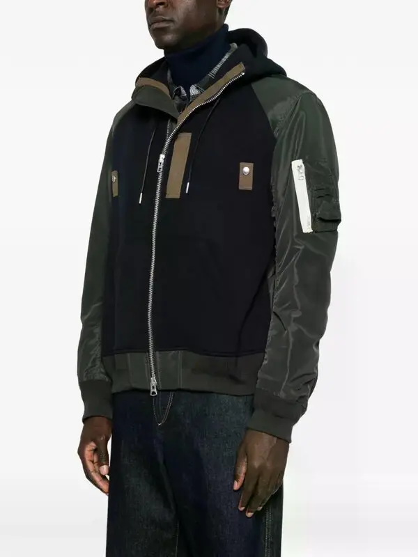 Sacai Panelled Zip-fastening Hooded Jacket