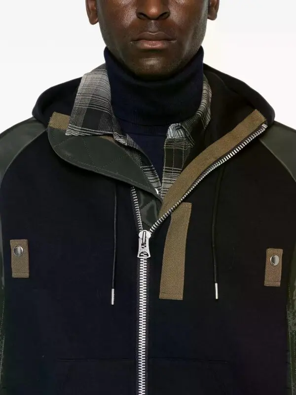 Sacai Panelled Zip-fastening Hooded Jacket