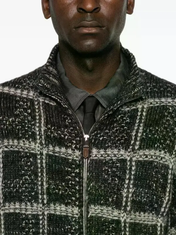 Canali Check-pattern Zip-up Cardigan