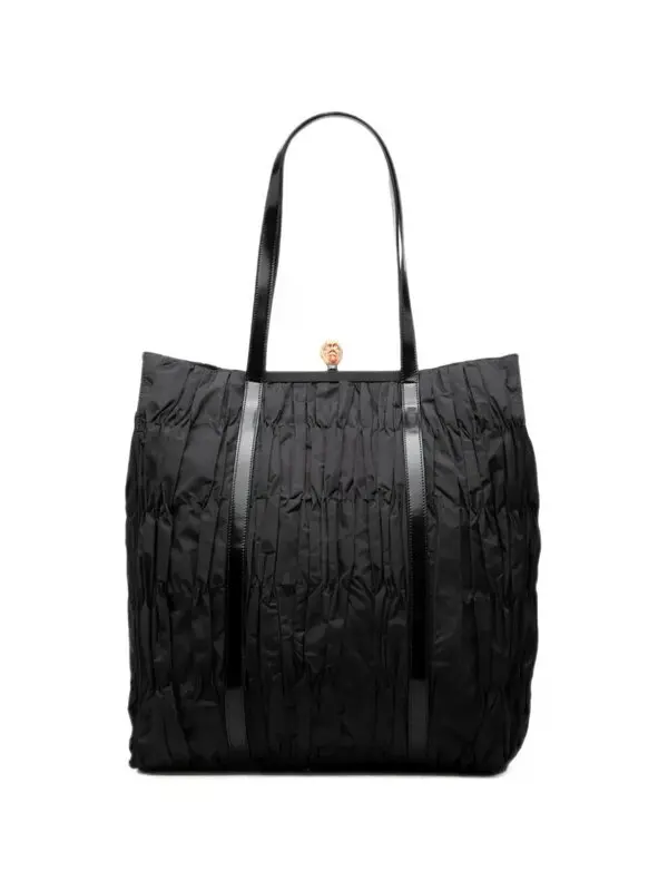 Prada Re-nylon Pleated Tote Bag With Leather Trim