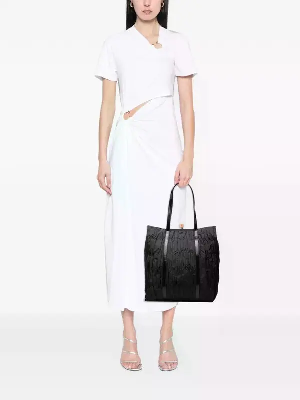 Prada Re-nylon Pleated Tote Bag With Leather Trim