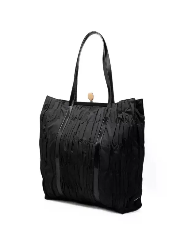 Prada Re-nylon Pleated Tote Bag With Leather Trim