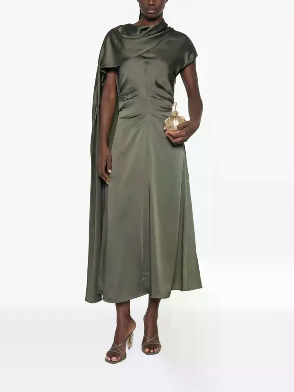 Simkhai Draped Asymmetric Midi Dress - Green