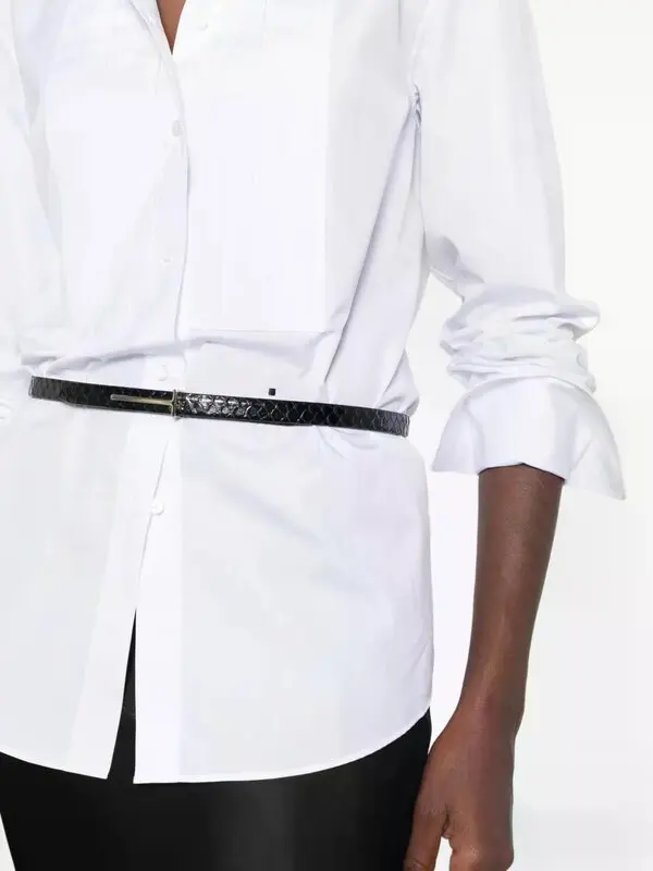 Fendi Long-sleeve Bib Front Band Collar Shirt - White