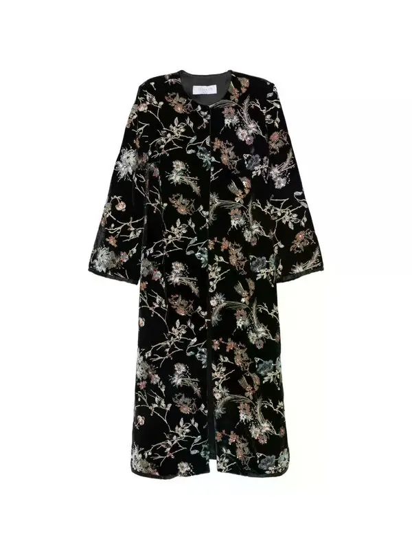 DE SANTIS Floral Embroidered Sequin-embellished Coat