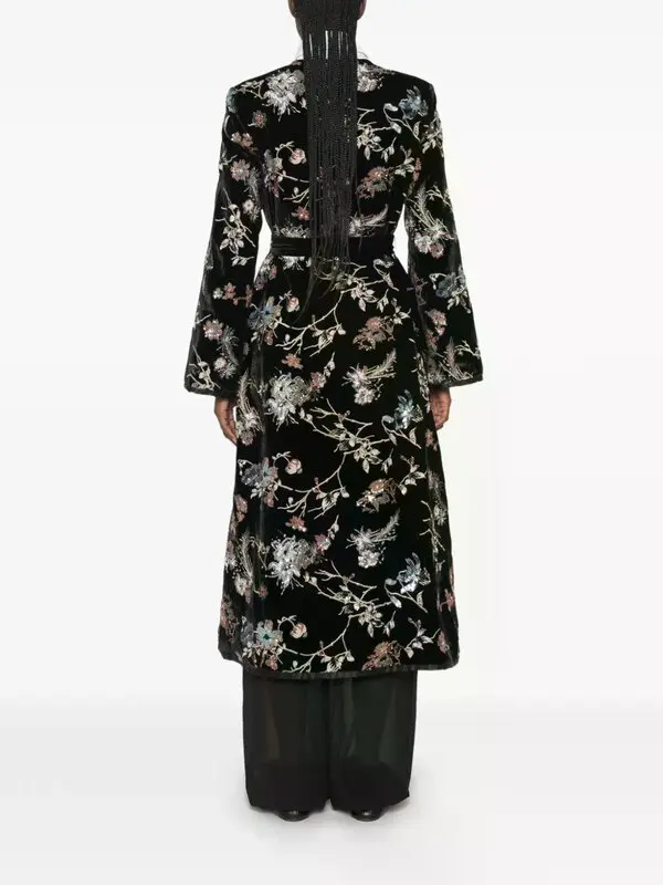 DE SANTIS Floral Embroidered Sequin-embellished Coat