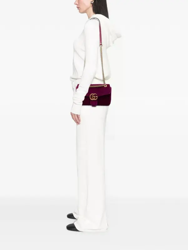 Gucci Gg Marmont Matelassé Velvet Shoulder Bag