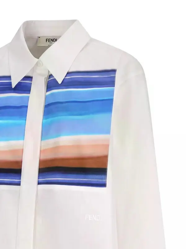 Fendi Striped Print Cotton Poplin Shirt - White