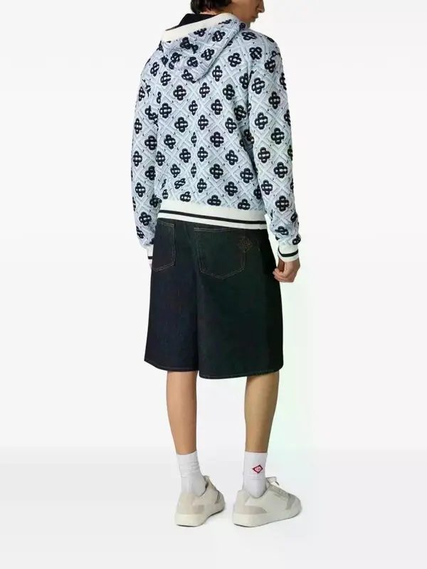 Casablanca Merino Monogram Zip‑up Hooded Sweatshirt