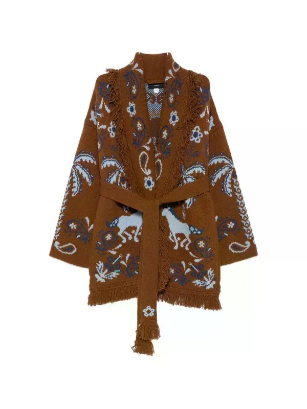 Alanui Fringe-trimmed Intarsia Cardigan