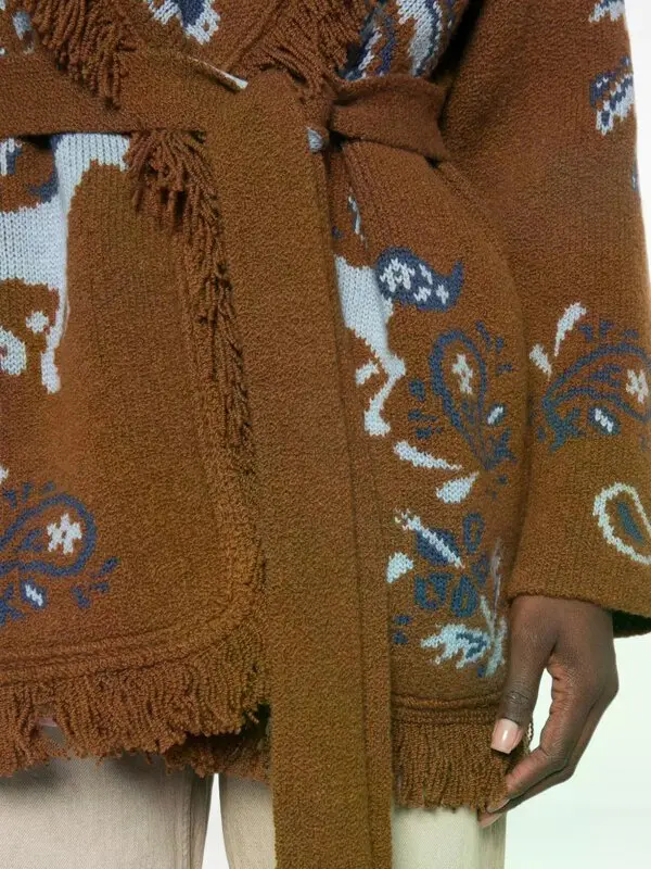 Alanui Fringe-trimmed Intarsia Cardigan