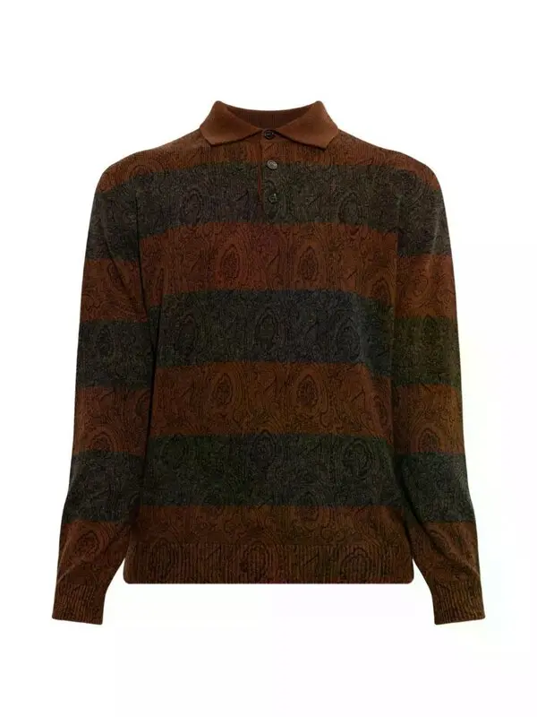 Etro Paisley-pattern Striped Polo Sweater