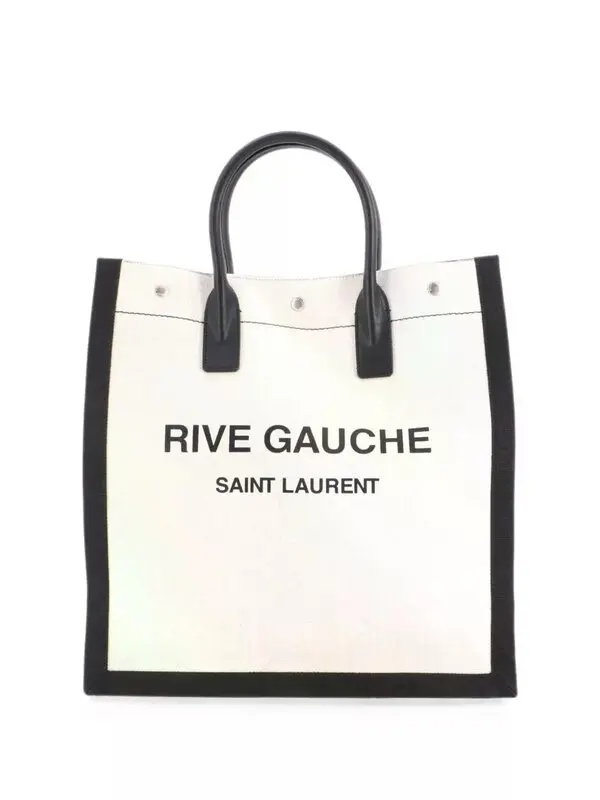 Saint Laurent Rive Gauche Canvas Tall Tote Bag - Neutrals