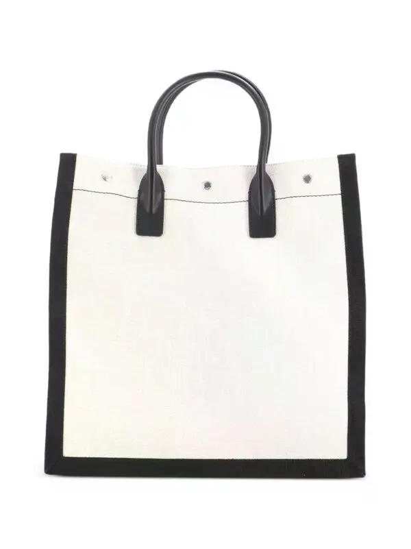 Saint Laurent Rive Gauche Canvas Tall Tote Bag - Neutrals