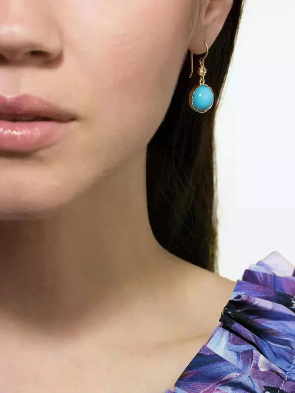 Irene Neuwirth Turquoise And Diamond Drop Earrings