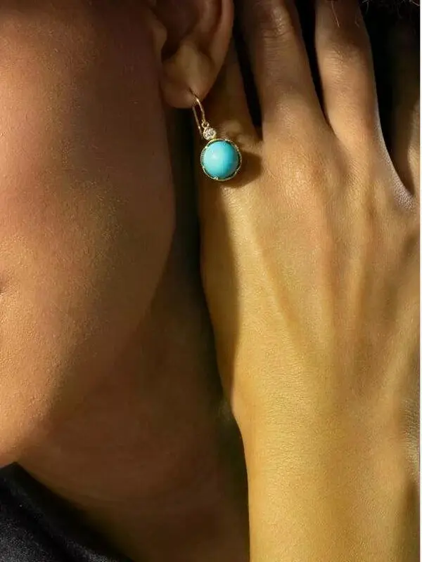 Irene Neuwirth Turquoise And Diamond Drop Earrings