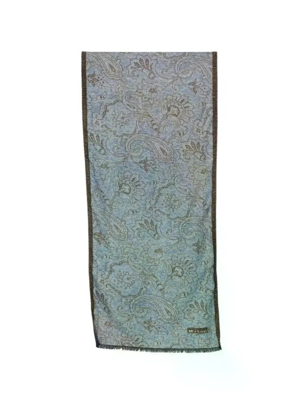Kiton Paisley-print Fringed Scarf - Blue