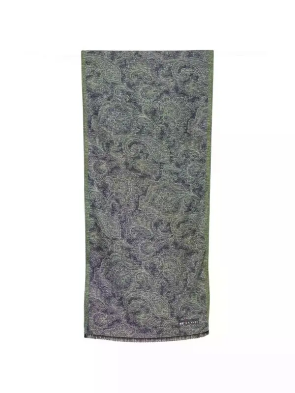 Kiton Paisley-print Frayed Scarf