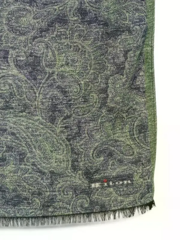 Kiton Paisley-print Frayed Scarf
