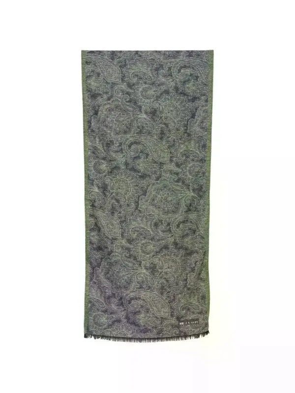 Kiton Paisley-print Frayed Scarf - Blue