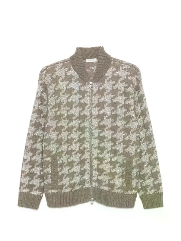 PANICALE Houndstooth Sequin Embellished Cardigan
