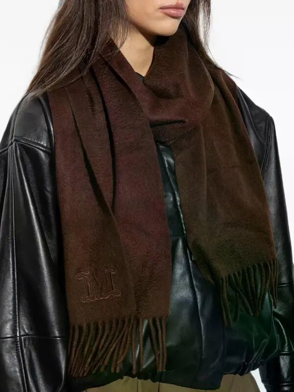 Max Mara Fringed Logo-embroidered Scarf