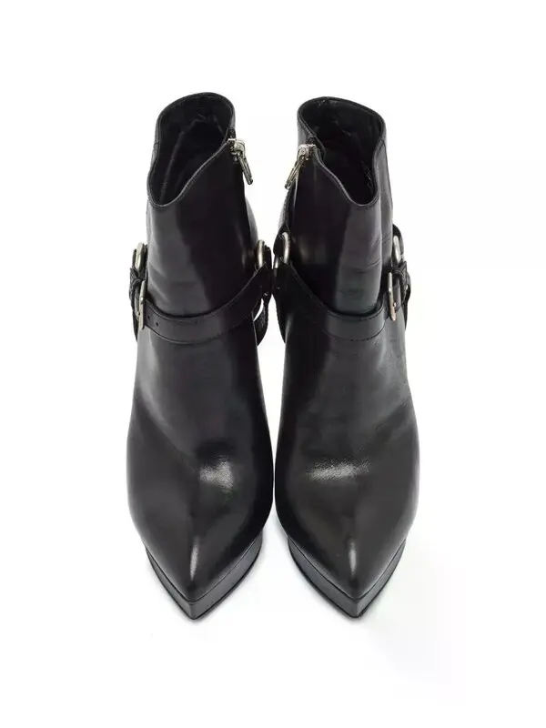 Saint Laurent Leather Harness Ankle Boots