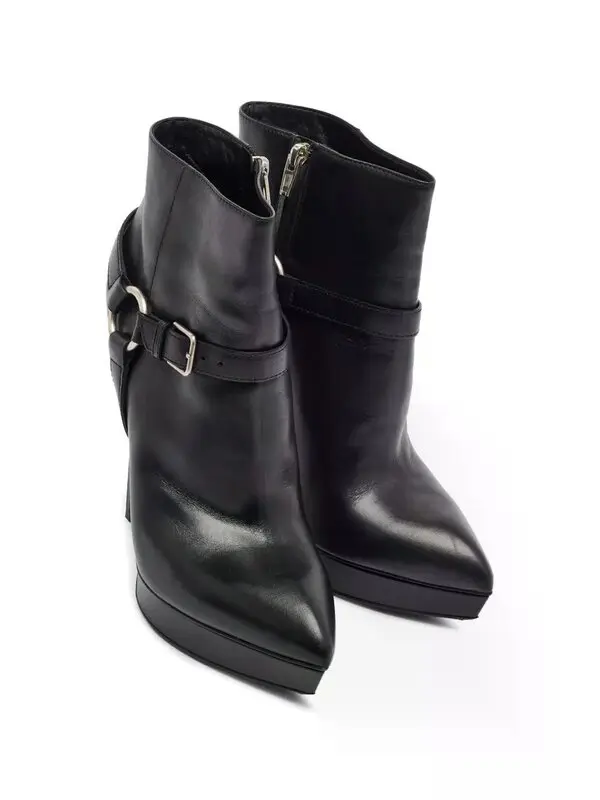 Saint Laurent Leather Harness Ankle Boots